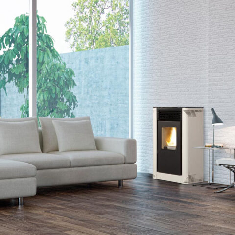 FERLUX Poêle à granulés (Pellets) FLORA 7kW blanc - A+ - Confort et Loisirs